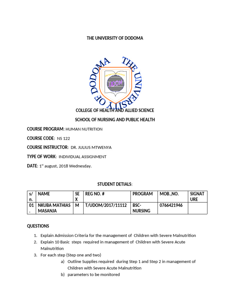 NUTRITION | PDF | Malnutrition | Edema