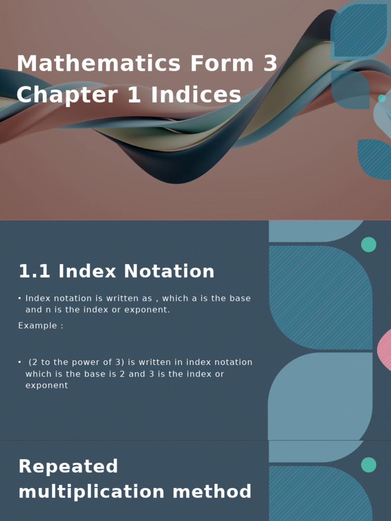 Mathematics Form 3 - Chapter 1 Indices | PDF | Computers | Technology & Engineering