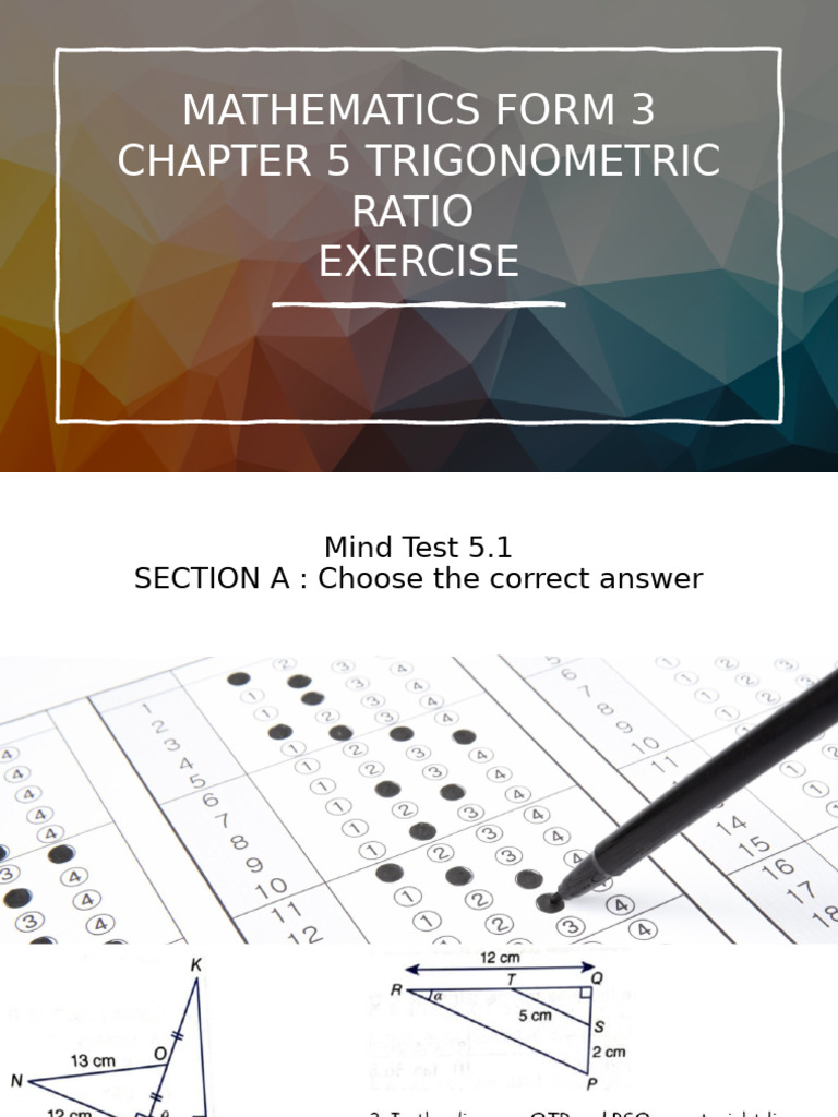 Mathematics Form 3 Chapter 5 Trigonometric Ratios Exercise Pdf Teaching Methods And Materials