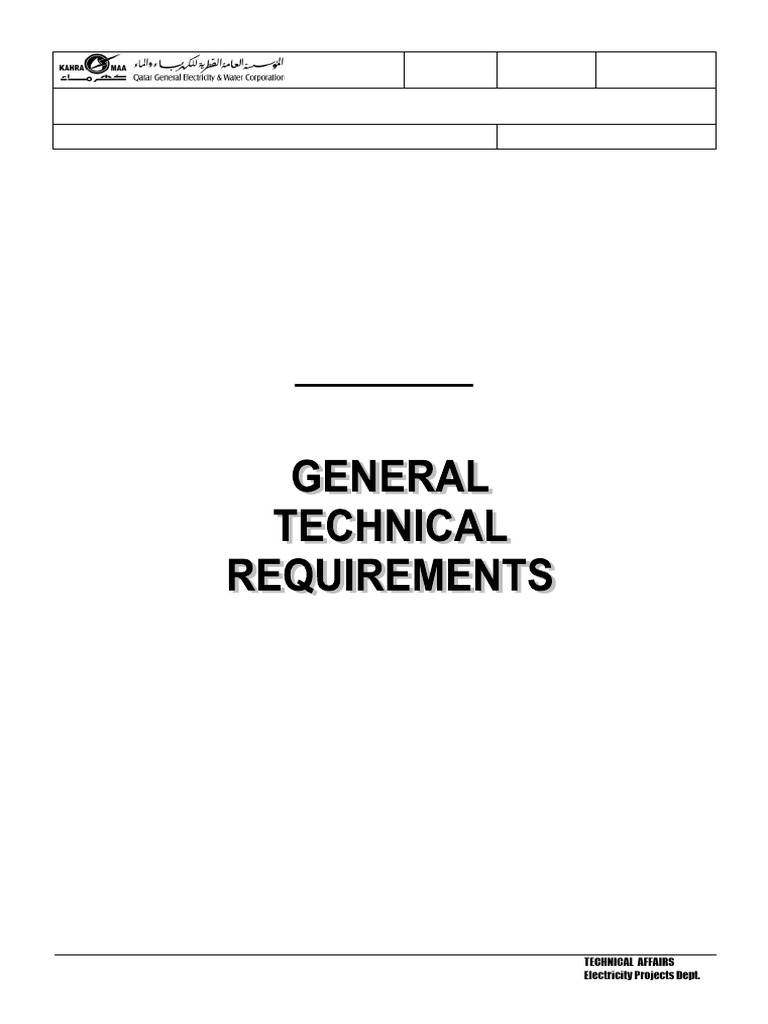 Section 3.2.1 GENERAL TECHNICAL REQUIREMENTS R6 | PDF | Electric Power ...