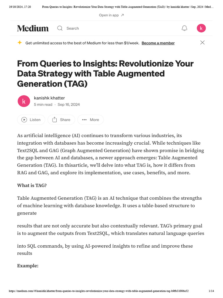 From Queries To Insights Revolutionize Your Data Strategy With Table Augmented Generation Tag