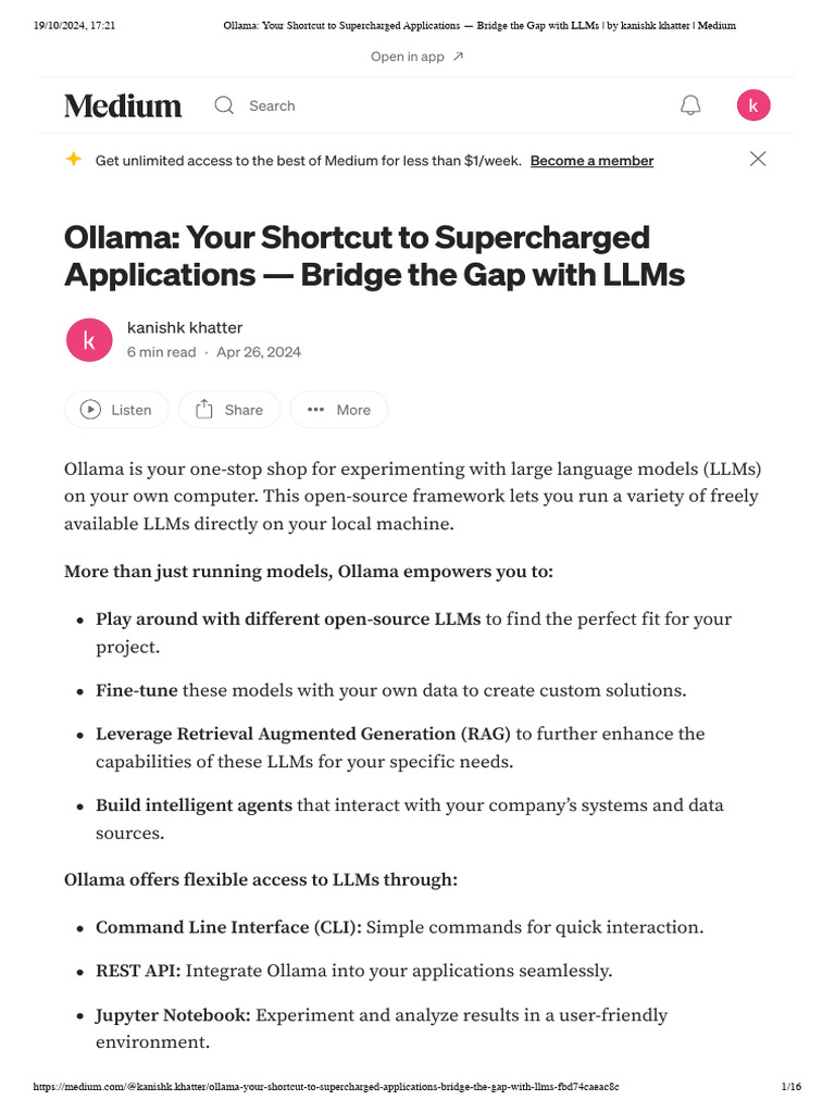 Ollama - Your Shortcut To Supercharged Applications - Bridge The Gap With LLMs - by Kanishk ...