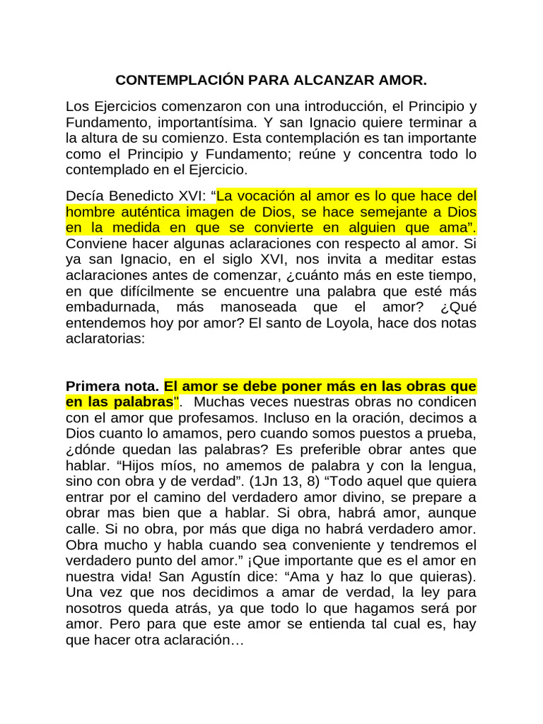 CONTEMPLACIÓN PARA ALCANZAR AMOR | PDF | Amor | Dios
