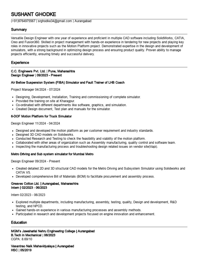 Sushant Resume - Old1 | PDF