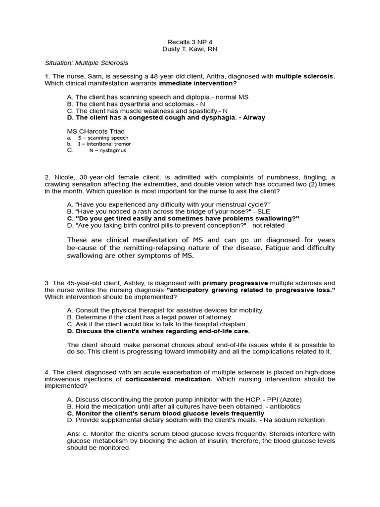 Recalls 3 (NP4) | PDF | Urinary Incontinence | Visual Acuity