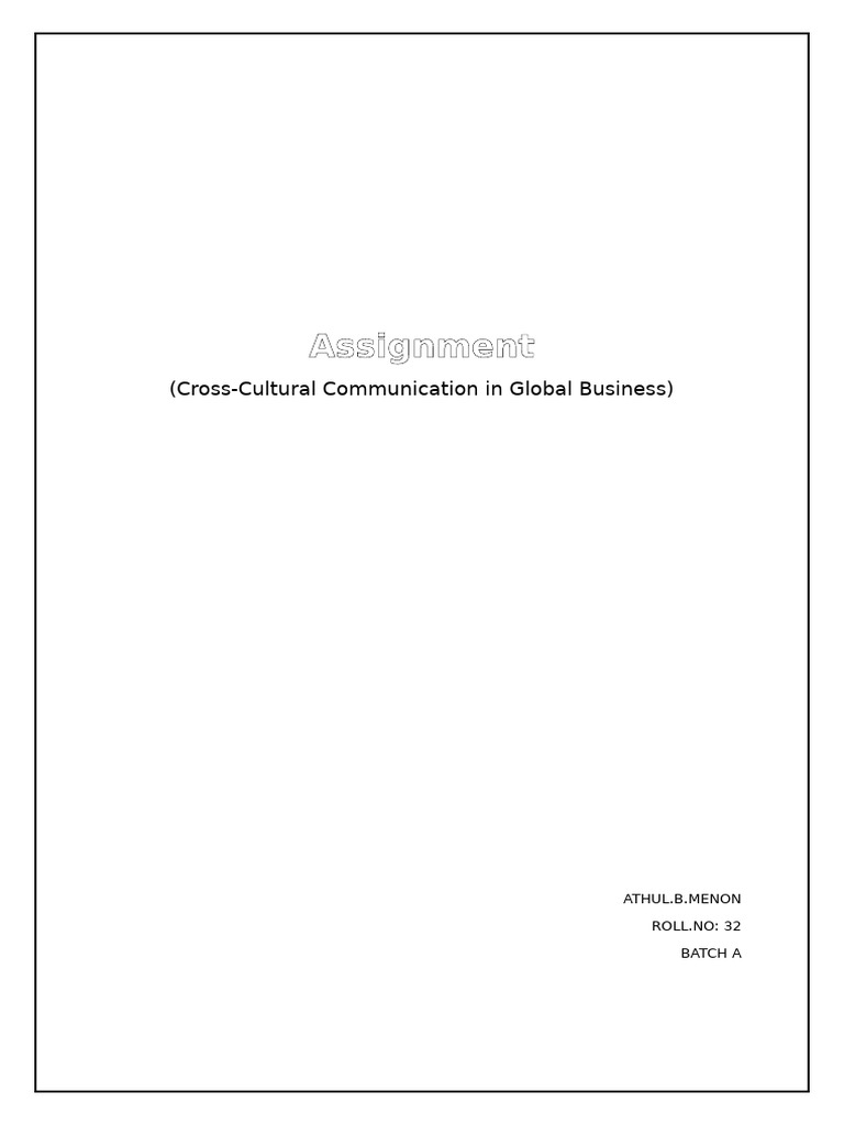 Assinment Cross Culture Communication | PDF | Communication | Cross ...