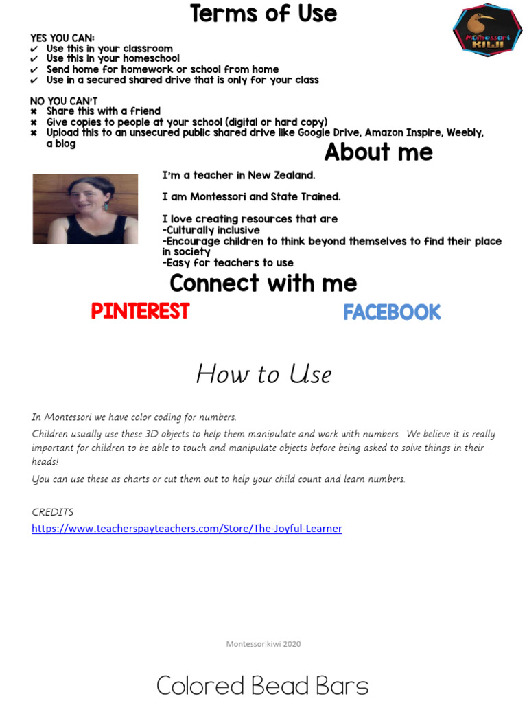 Colored Bead Bar Printables | PDF | Learning | Teaching