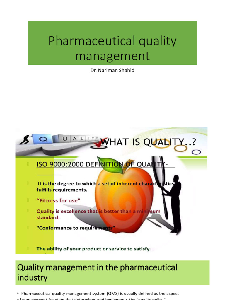 Pharmaceutical Quality Management Guide | PDF | Quality Assurance ...