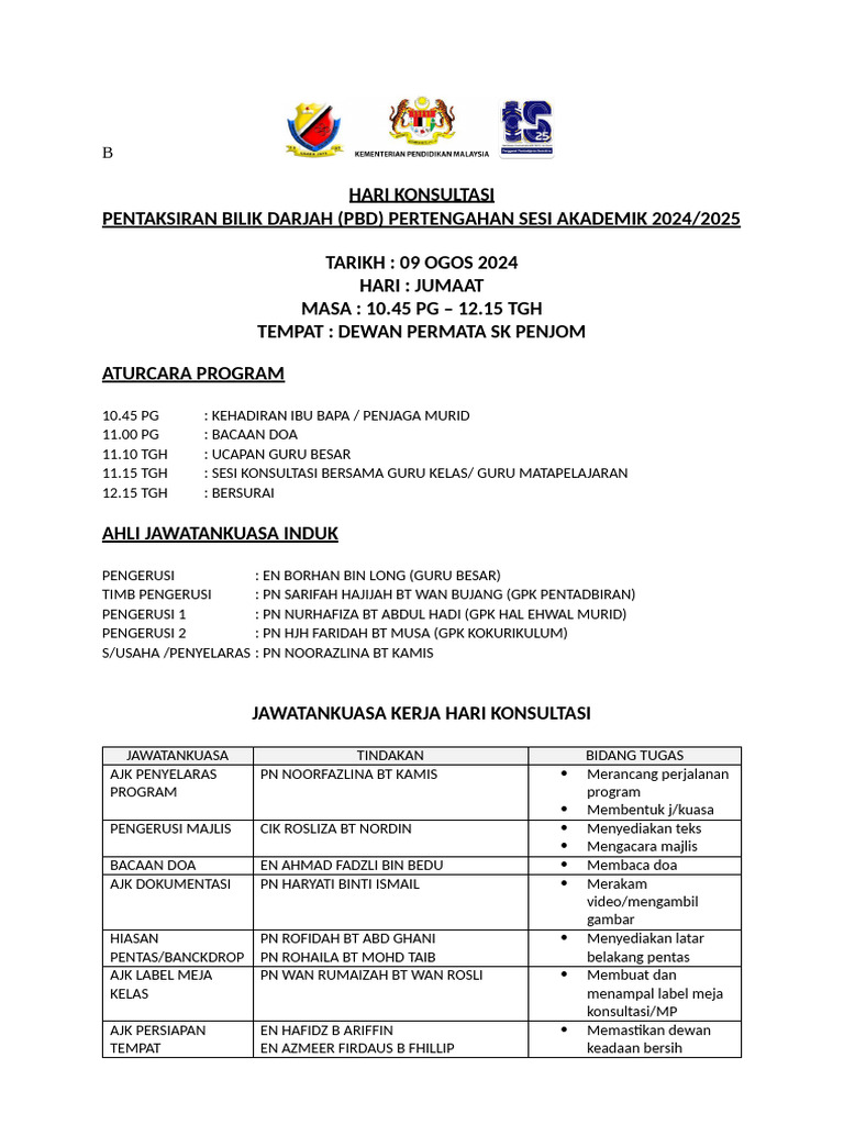 Hari Konsultasi PBD Pertengahan Sesi Akademik 2024 | PDF