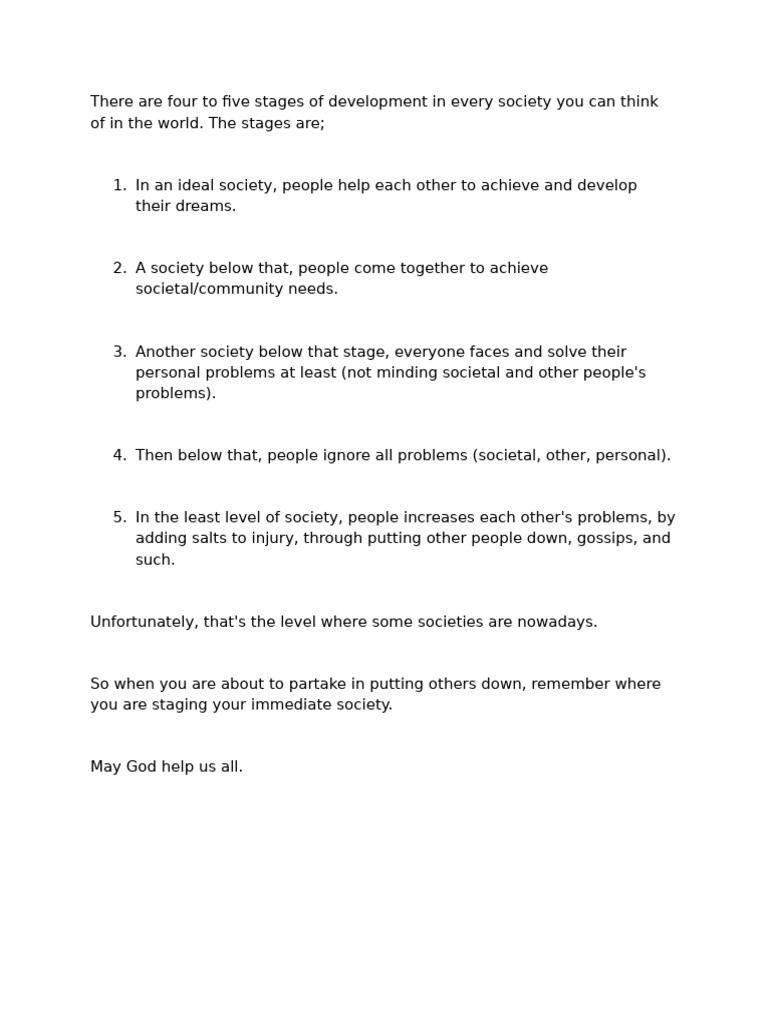Stages of Sociatal Development | PDF