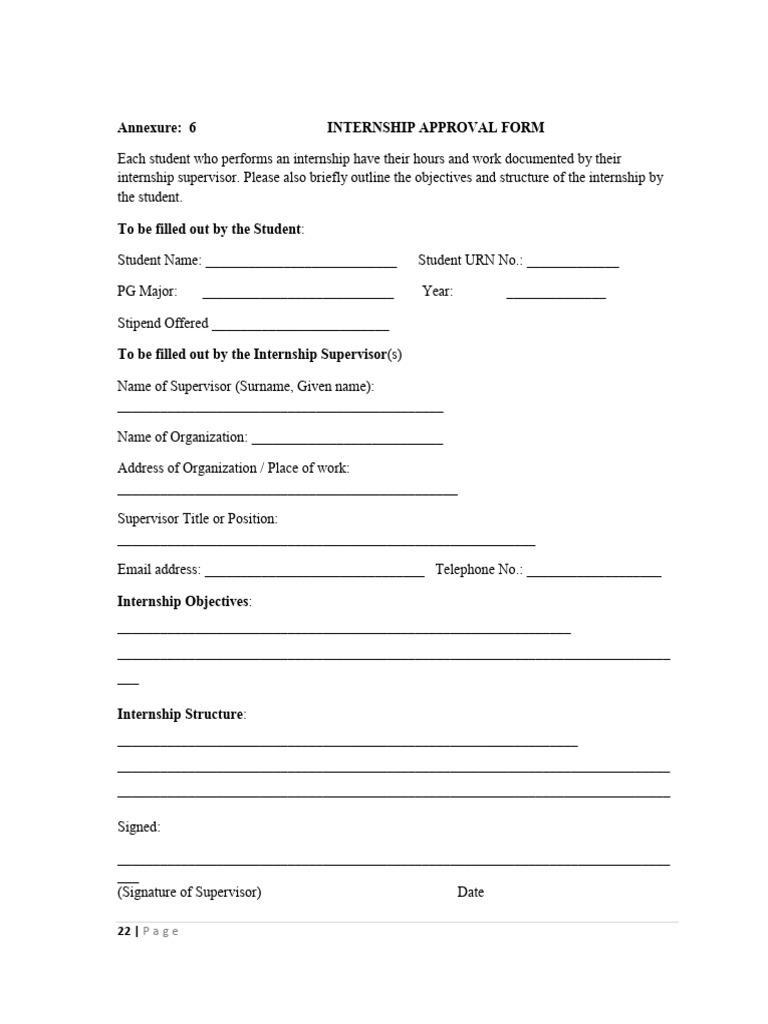 Internship certification form | PDF