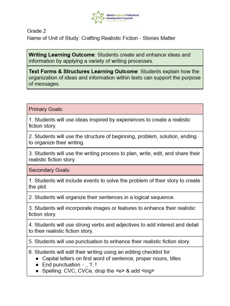 Grade 2 Realistic Fiction Writing Unit 1 | PDF | Linguistic Morphology ...