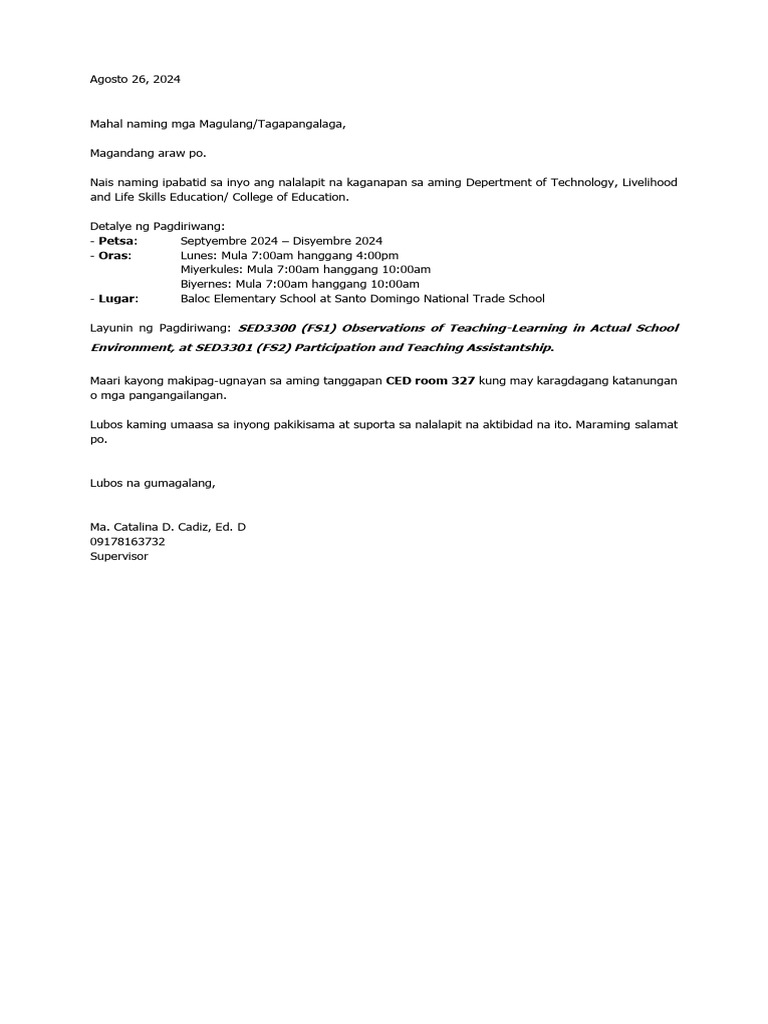 Letter of Information Fil IA | PDF