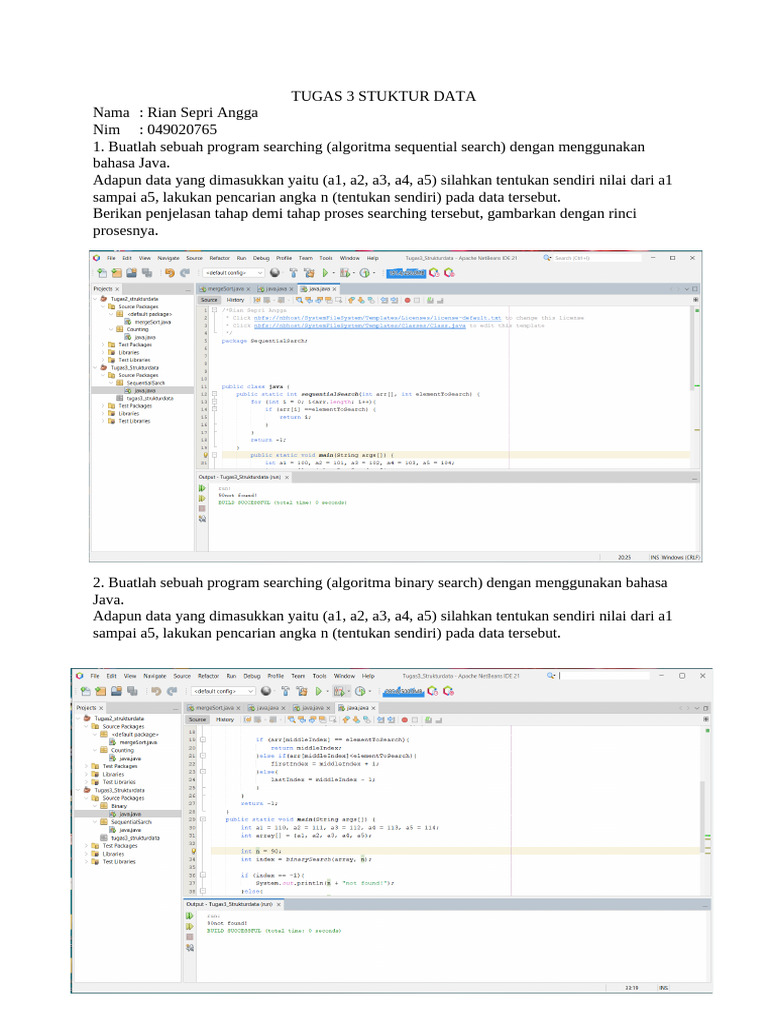 Program Java: Sequential & Binary Search | PDF