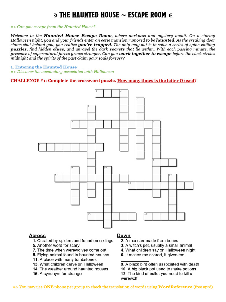 Halloween Escape Room Student Worksheet LLCE | PDF | The Raven