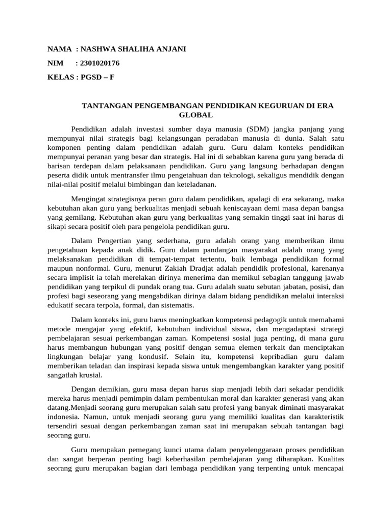 Essai PKN Nashwa | PDF | Karier & Perkembangan