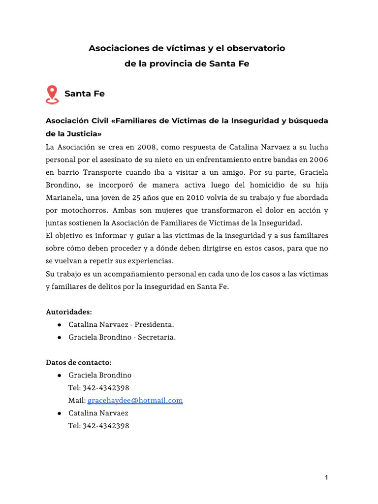 Asociaciones de Víctimas en Santa Fe | PDF | Organización no ...
