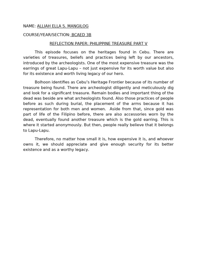 Mangilog Alliah Ella S. Reflection Paper Part 5 | PDF | Social Science