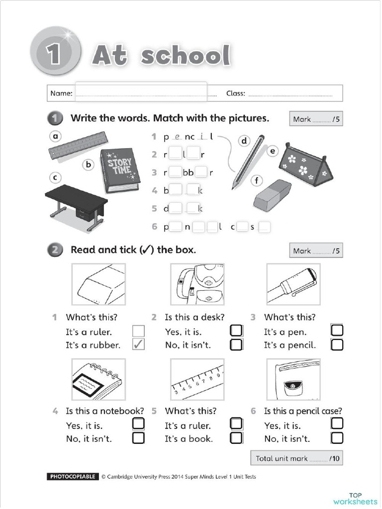 Super Minds 1 - Unit 1 - at School | PDF