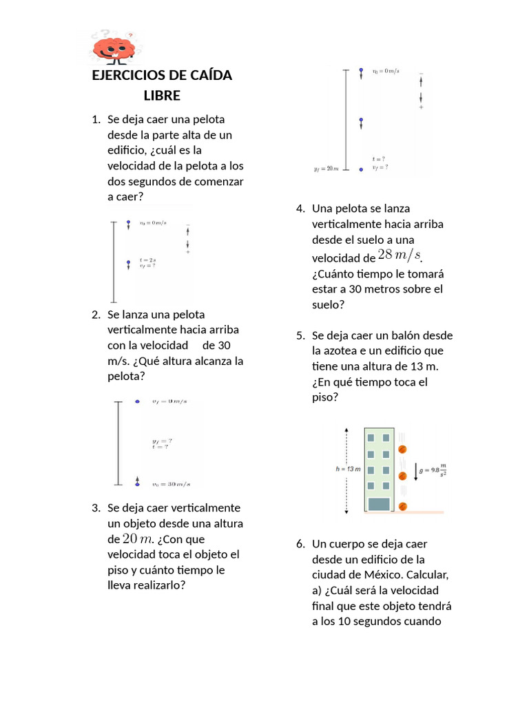 Ejercicios de Caída Libre | PDF