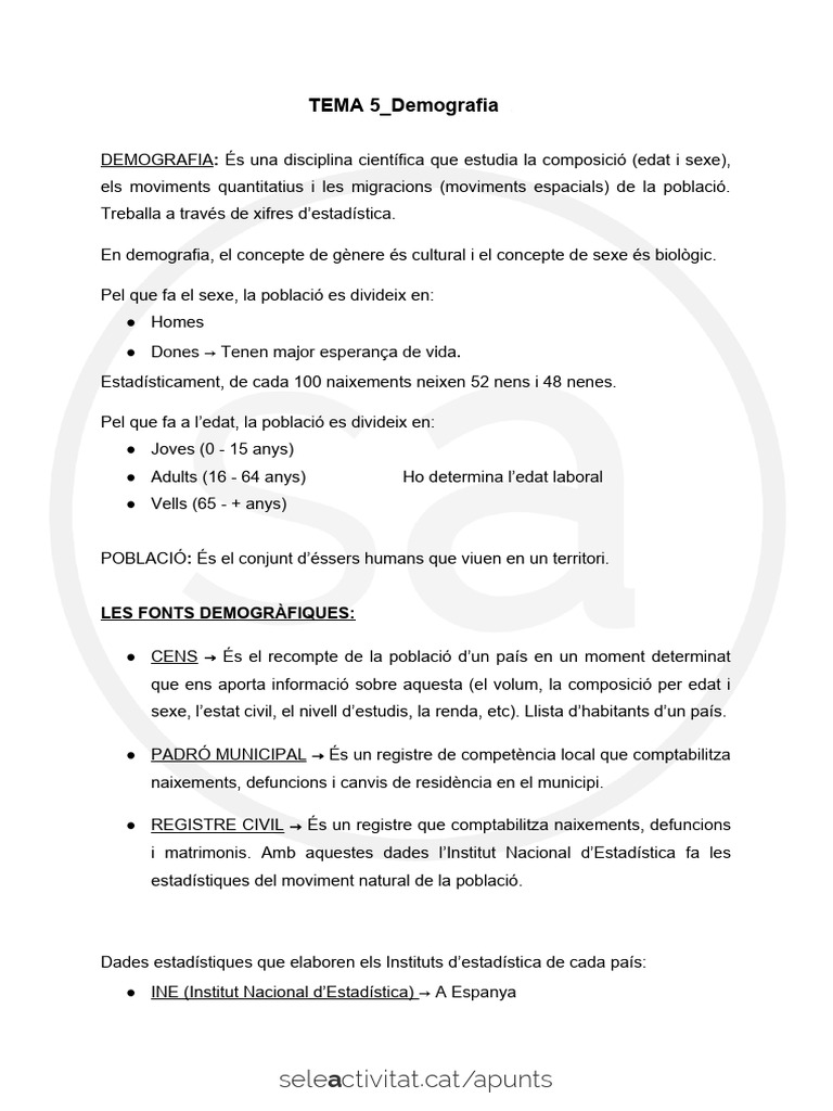 Còpia de TEMA 5 Demografia Gemma Ribas | PDF