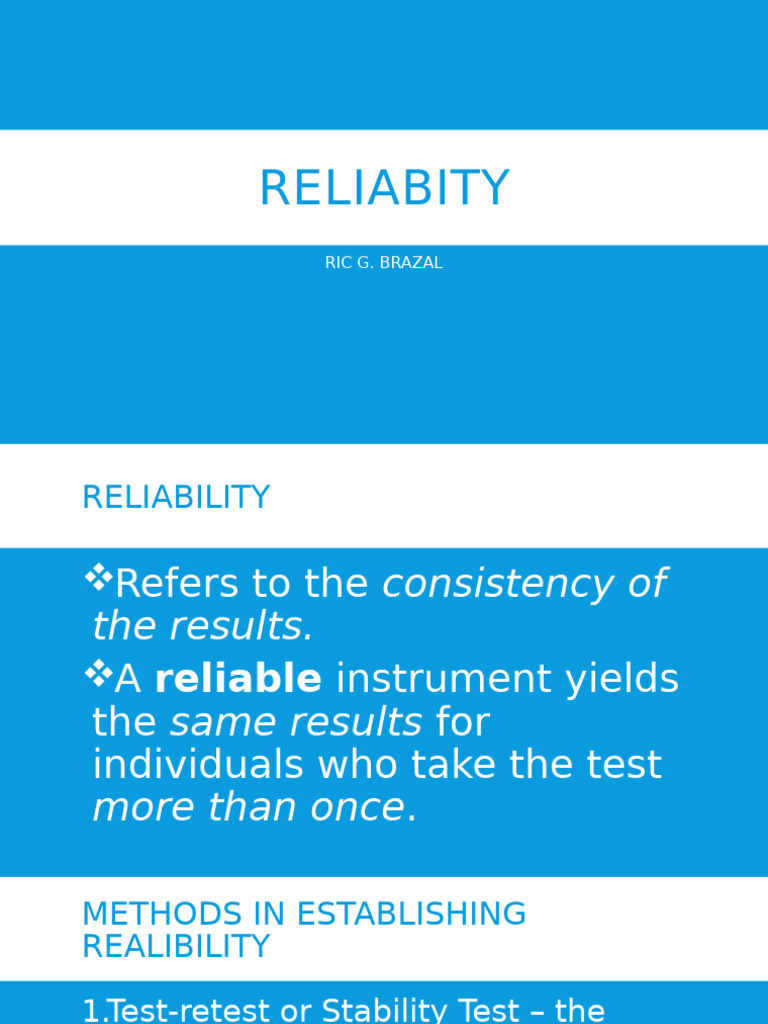 Lesson 17 Validity and Reliability of the Instrument (Cont) | PDF | Statistical Theory | Applied ...