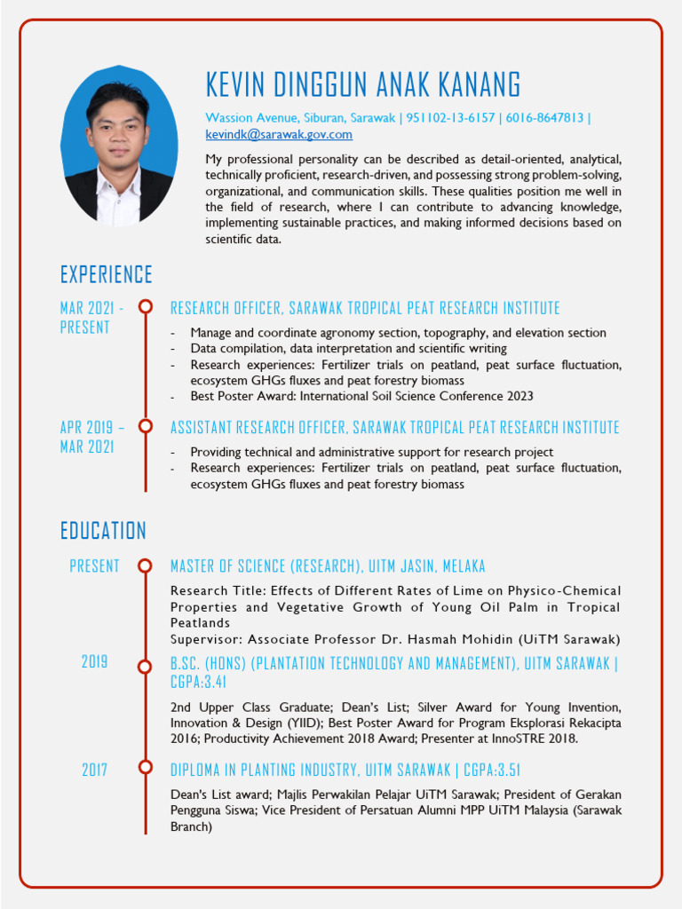 Kevin Dinggun Kanang_CV | PDF | Malaysia | Peat