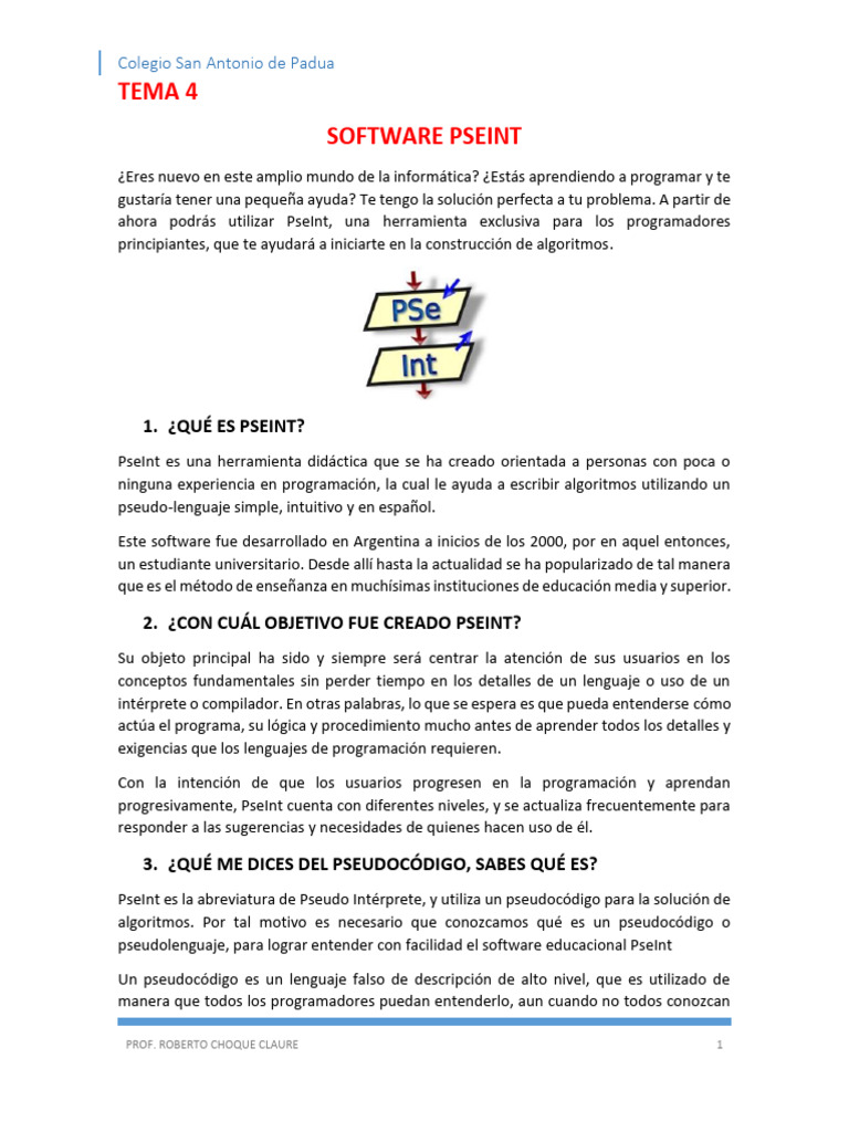 Introducción a PseInt para Principiantes | PDF | Programación de ...