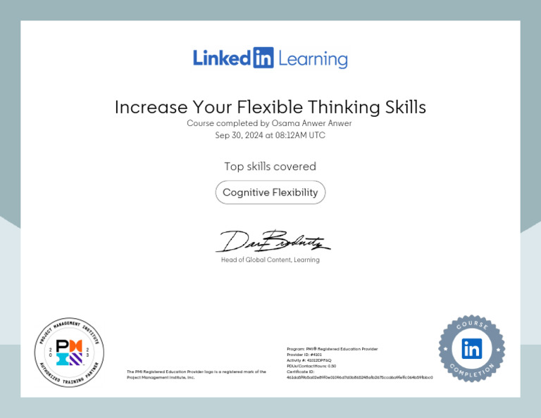 CertificateOfCompletion_Increase Your Flexible Thinking Skills (1) | PDF