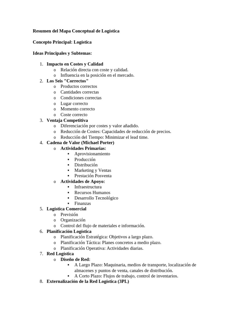 Mapa Conceptual de Logística y Su Impacto | PDF