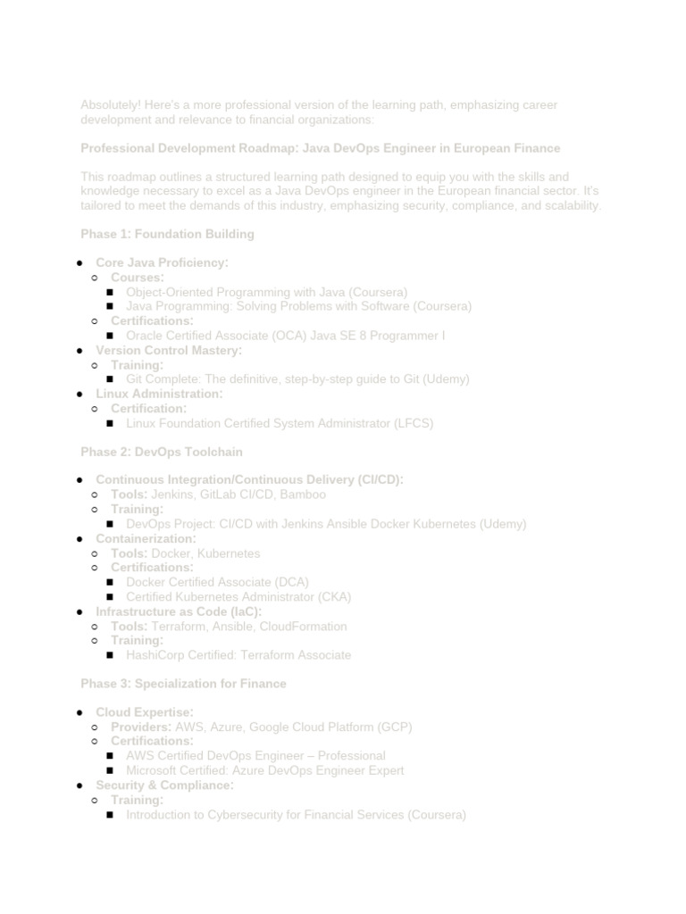 Java DevOps Career Path in Finance | PDF | Software Engineering ...