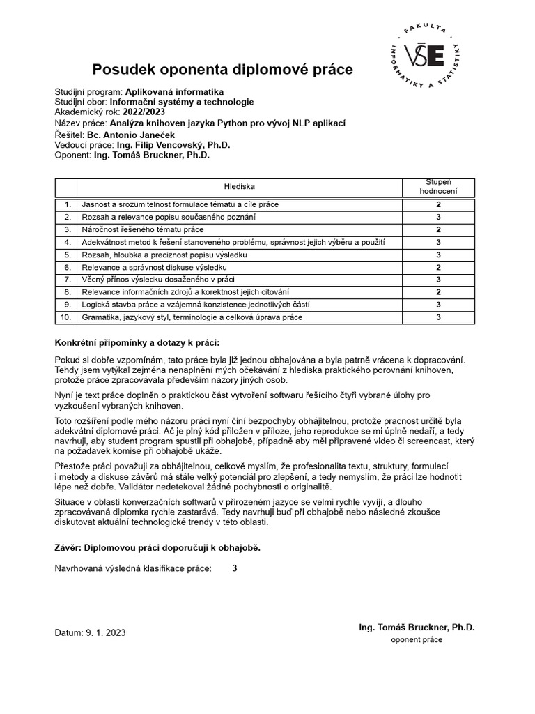 Posudek Oponent | PDF