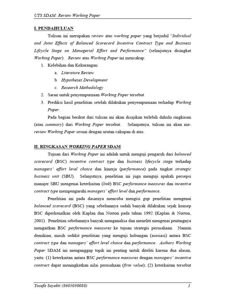 Contoh - Kritik Paper - YS | PDF | Karier & Perkembangan