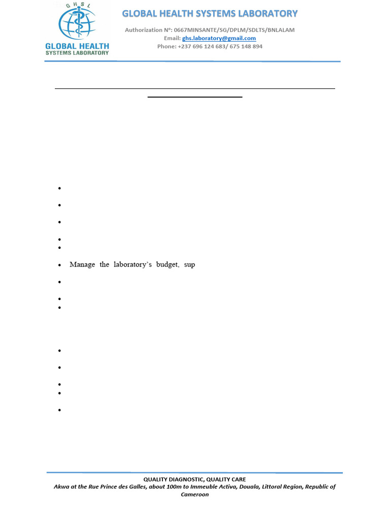 Job Advert - Laboratory Manager | PDF | Medical Laboratory | Laboratories