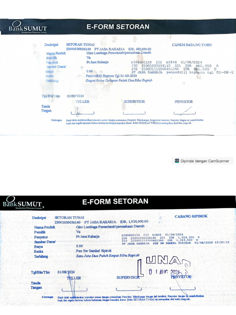Slip 1 Agustus 2024 | PDF