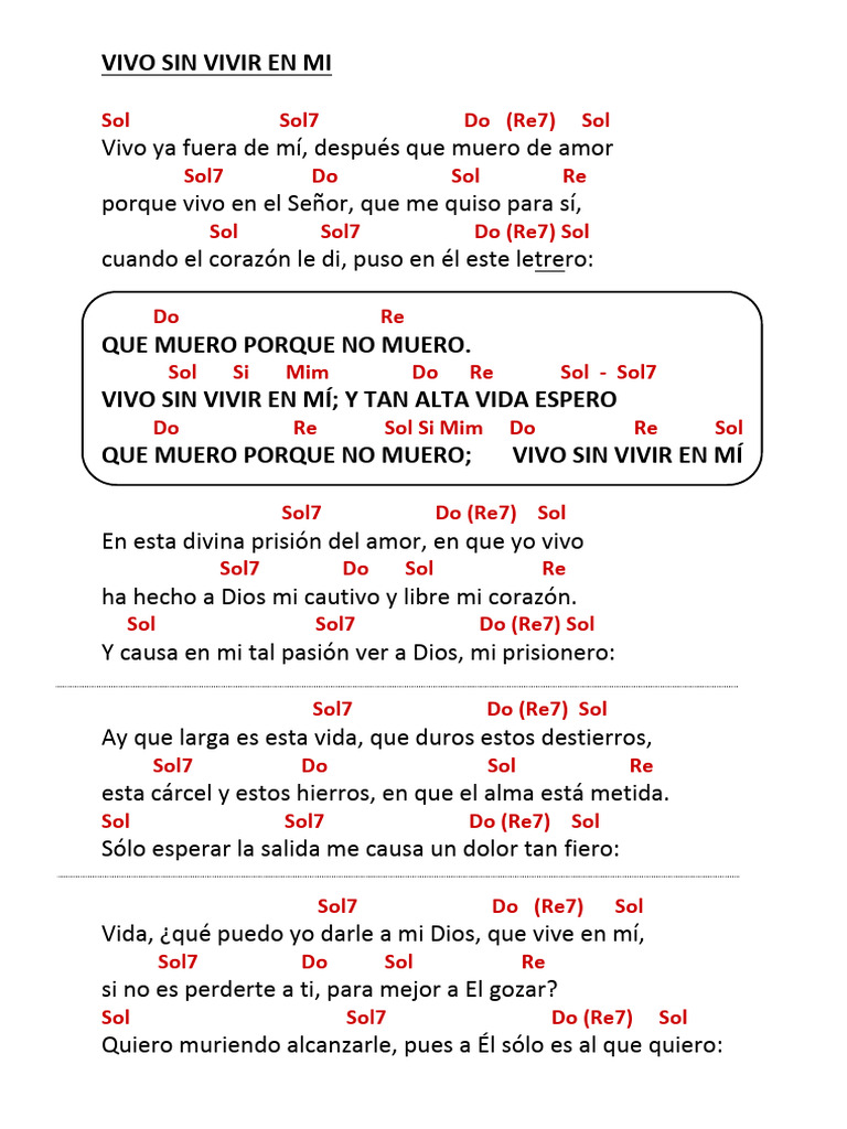 Vivo sin vivir en mí: Análisis y letra | PDF