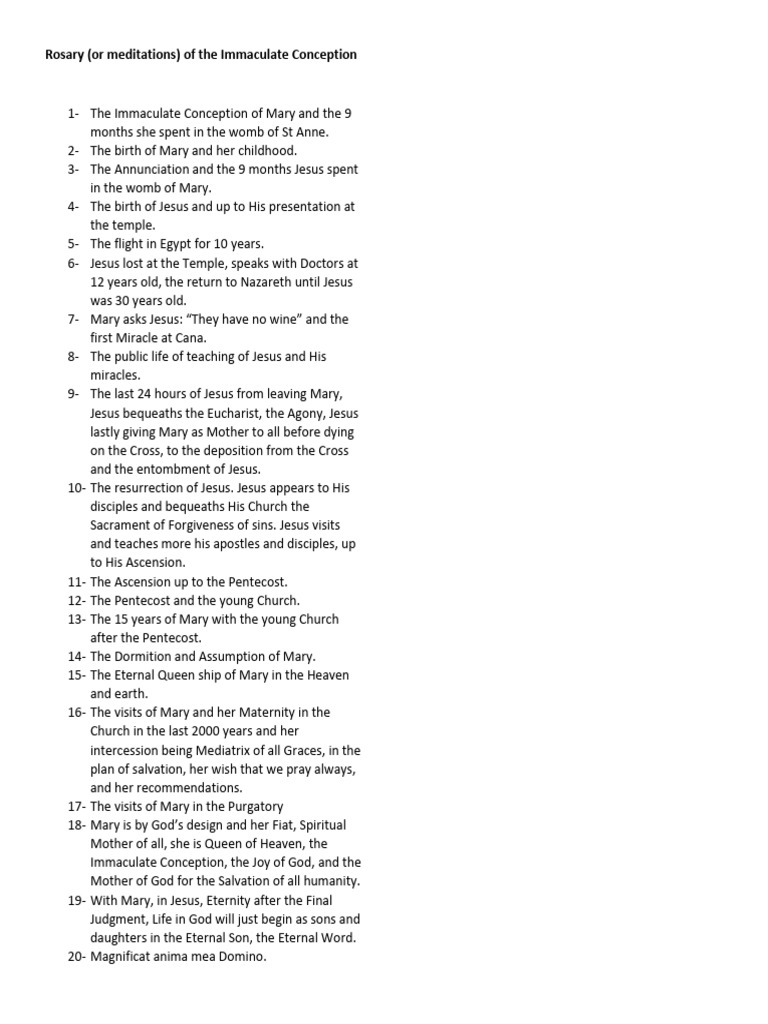Rosary of The Immaculate Conception | PDF | Travel | Religion ...