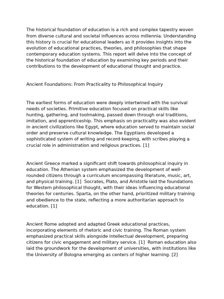 HISTORICAL FOUNDATION OF EDUCATION | PDF | Humanism | Age Of Enlightenment