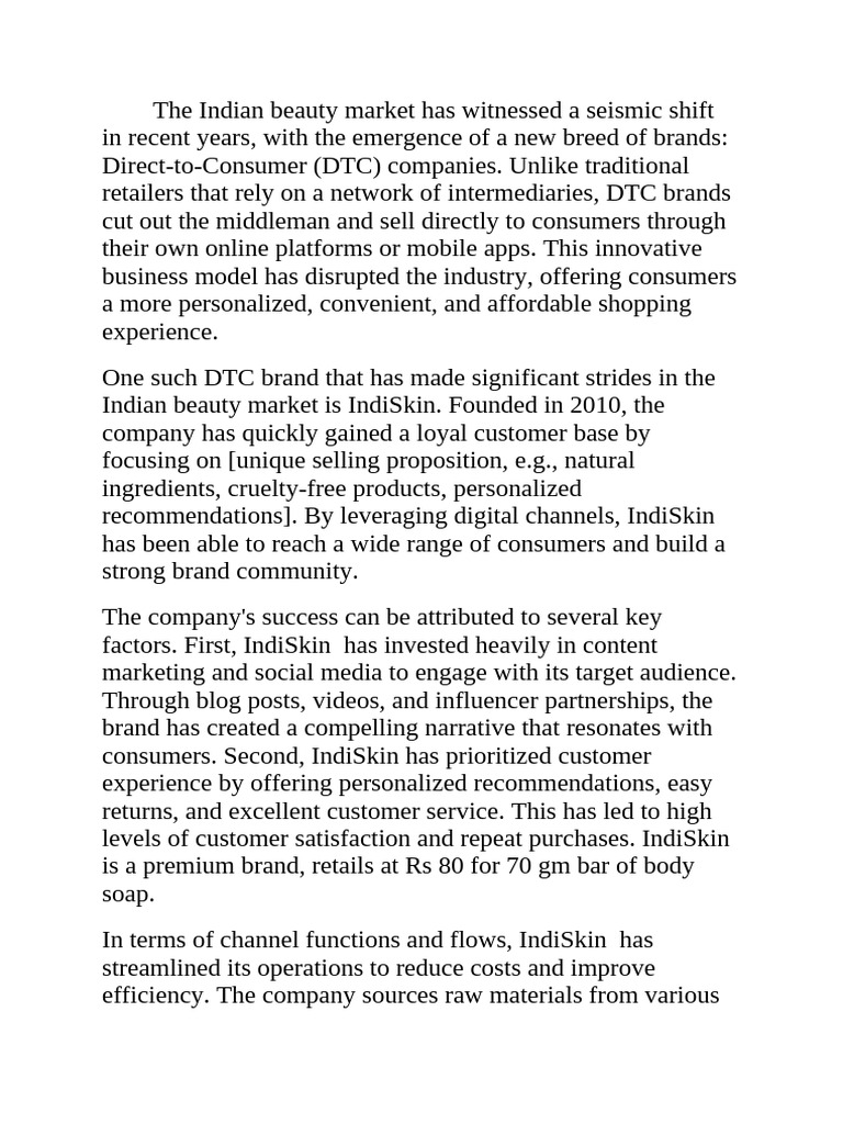 A 11 IndiSkin Channels Case | PDF | Brand | Marketing