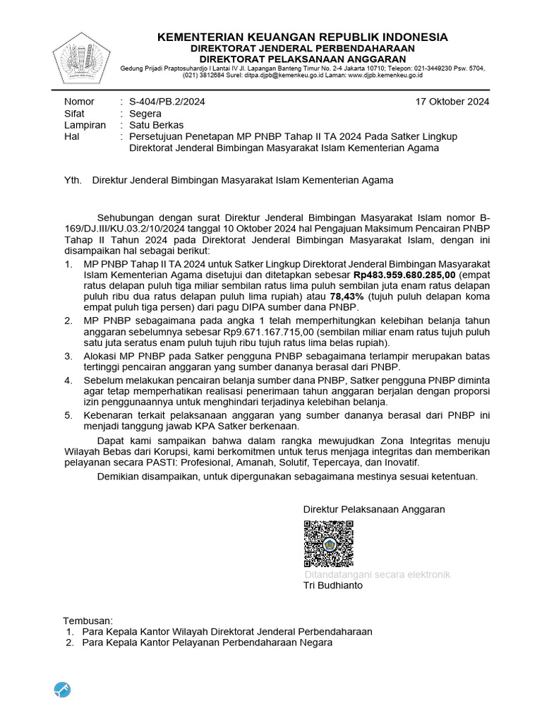 Persetujuan MP PNBP Tahap II 2024 | PDF