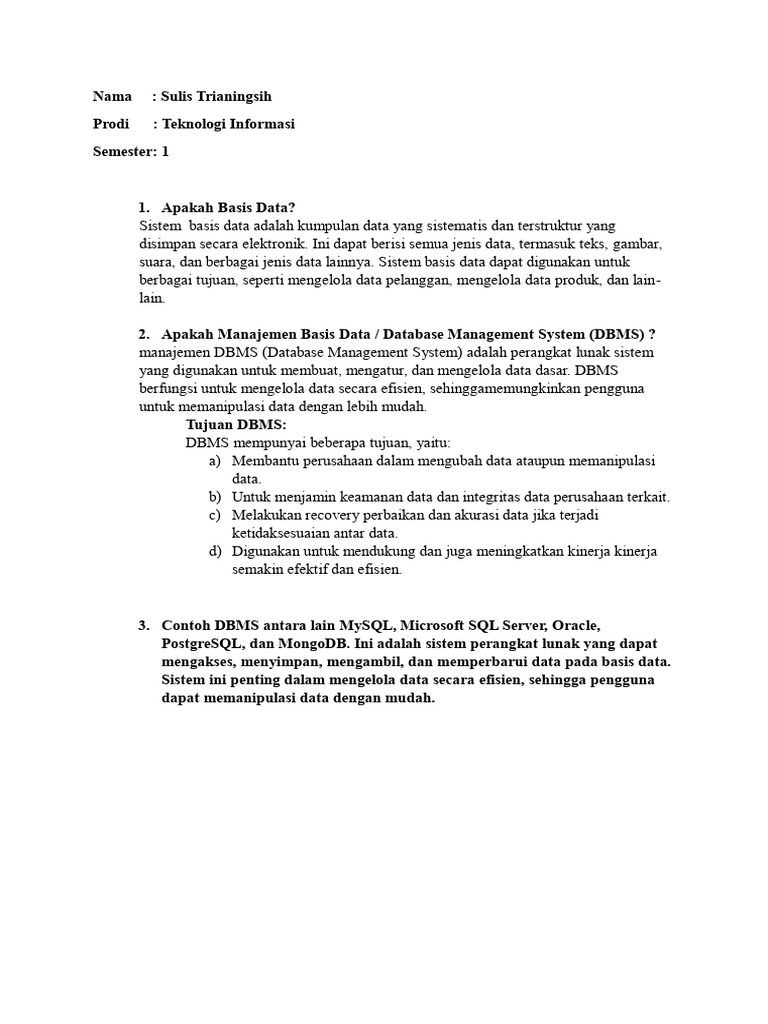 Pengantar Sistem Basis Data dan DBMS | PDF