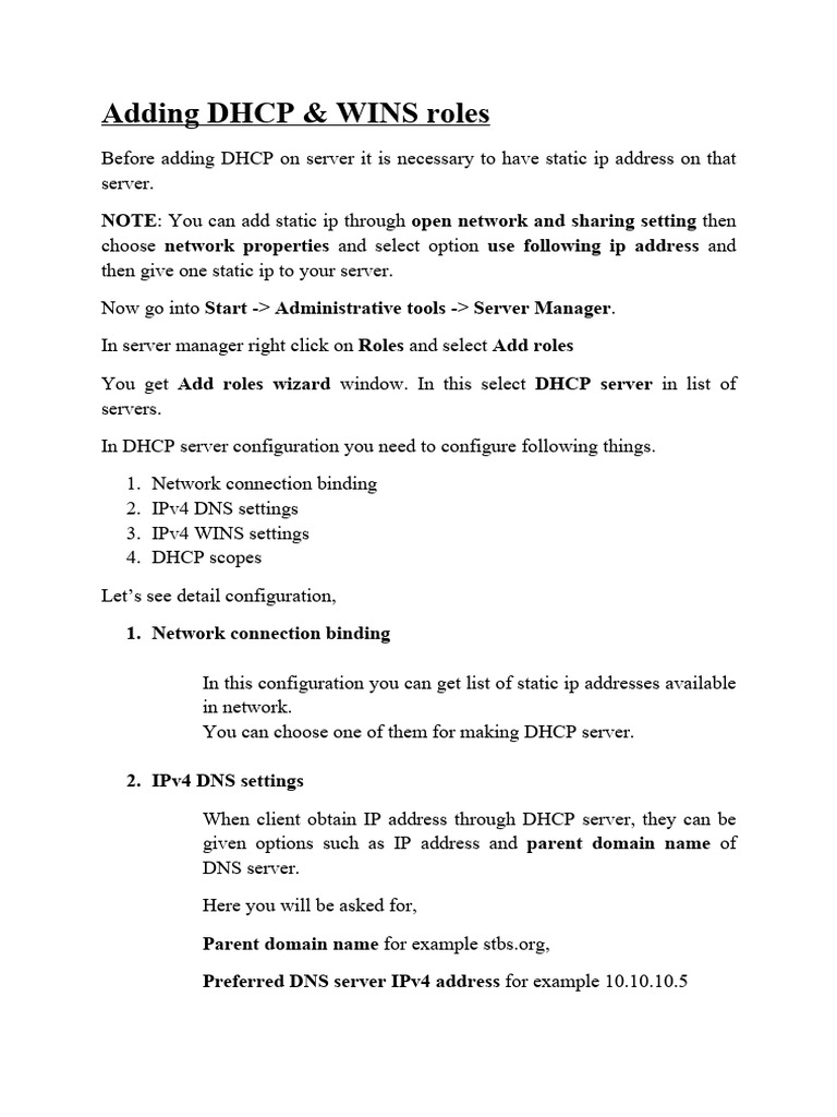 DHCP & WINS | PDF | Ip Address | Domain Name System