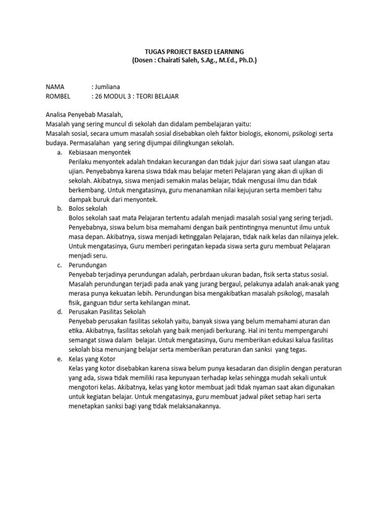 Tugas Project Based Learning | PDF | Kesehatan Holistik Tugas Project Based Learning | PDF | Kesehatan Holistik