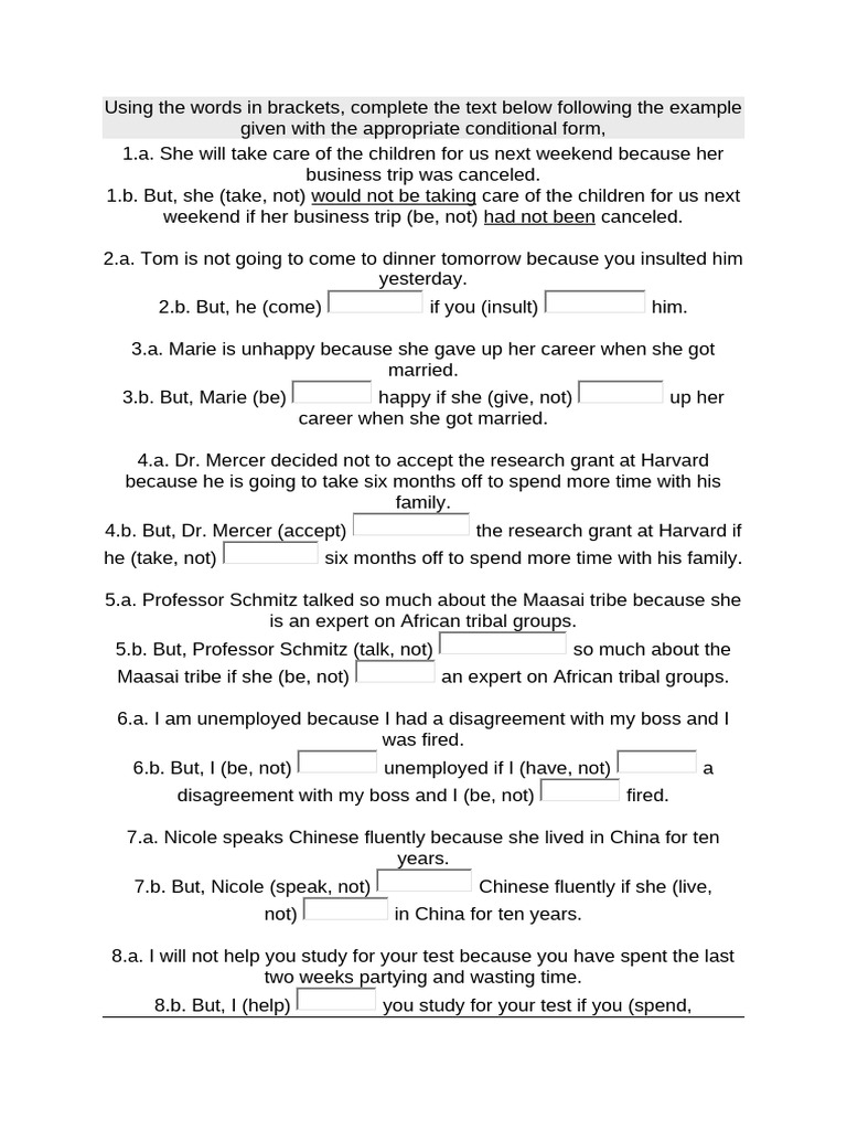 Conditional Sentence Practice Exercise | PDF