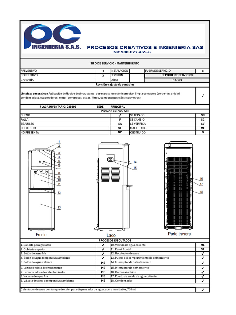Ficha Tecnica Dispensador De Agua Pdf Agua Termostato