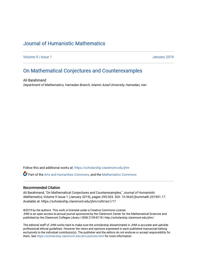 Conjectures and Counterexamples in Math | PDF | Conjecture | Theorem