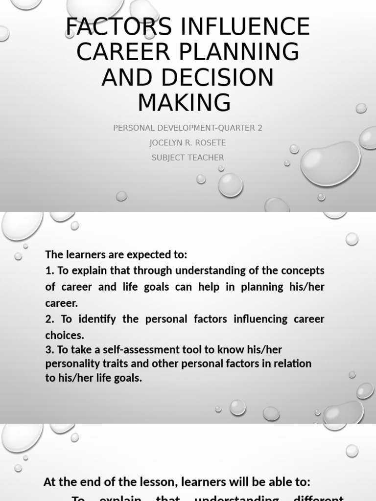 Factors Influence Career Planning and Decision Making | PDF | Self ...