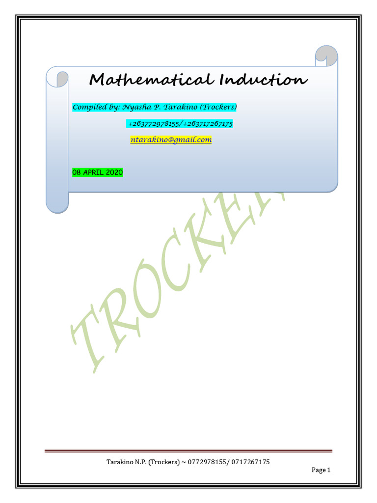 Mathematical Induction by Trockers | PDF | Mathematical Proof | Mathematics