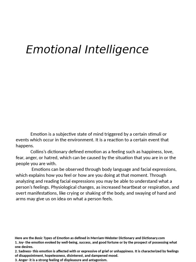Understanding Emotional Intelligence Basics | PDF | Emotions ...