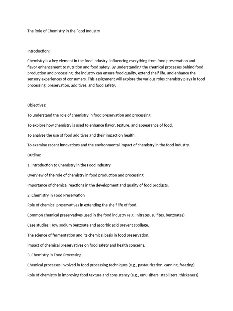 Chemistry's Role in Food Industry | PDF | Food Processing | Food ...